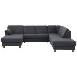 Home Affaire Wohnlandschaft &raquo;Belfort U-Form&laquo; mit Federkern, wahlweise mit Schlaffunktion und Stauraum grau Luxus-Microfaser Vintageoptik(100% 