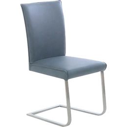 K+w Komfort & Wohnen K+W Komfort & Wohnen Freischwinger &raquo;Santos III&laquo; () mit Sattlernaht, Gestell aus Edelstahl, hochwertiger Sitzkomfort blau B/H/T: 47cm x 99cm x 62cm, 