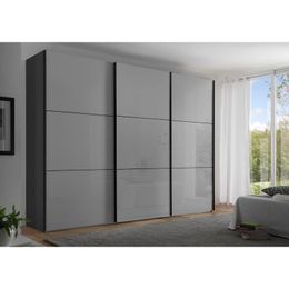 STAUD Schwebet&uuml;renschrank &raquo;Includo Glas, Made in Germany&laquo; grau Holzwerkstoff vulkan, B/H/T: 249cm x 222cm x 68cm, T&uuml;ren: 3 Stk. Comfort