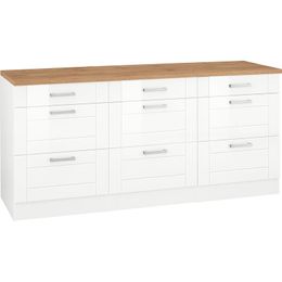 KOCHSTATION Unterschrank &raquo;KS-Tinnum&laquo; 180 cm breit, Metallgriffe, MDF Fronten, mit 3 Schubk&auml;sten, 6 Ausz&uuml;ge wei&szlig; Holzwerkstoff wei&szlig;, B/H/T: 180cm x 