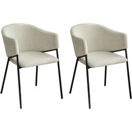 ByLiving Esszimmerstuhl &raquo;YORK&laquo; (Set) 2 Stk.Strukturstoff in beige, bis 110 kg, Schaumstoff, 4-Fu&szlig;gestell beige Metall, Stoff B/H/T: 54cm x 78cm x 60cm