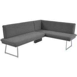 K+w Komfort & Wohnen K+W Komfort & Wohnen Eckbank mit Sattlernaht und schmaler Kufe, langer Schenkel rechts oder links grau B/H/T: 86cm x 60cm, Flachgewebe Q2 2250, langer