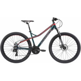 Bikestar Mountainbike 21 Gang Shimano RD-TY300 Schaltwerk Kettenschaltung f&uuml;r Damen und Herren, Kettenschaltung gr&uuml;n 43cm, 27,5 Zoll (69,85cm) Mountainbike