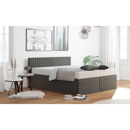 Westfalia Schlafkomfort Boxspringbett mit Zierkissen, wahlweise mit Topper grau Bezug: 100% Polyester;Polsterwatte: 100% Polyester Samtvelours Mit Kaltschaum-Topper, 