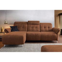 Home Affaire Ecksofa &raquo;Manhattan L-Form&laquo; 2 Sitze mit elektrischer Relaxfunktion, verstellbare Armlehnen braun Kunstleder SOFTLUX ;Flachgewebe (100% 