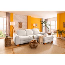 Home Affaire Ecksofa &raquo;Dundee L-Form&laquo; wahlweise mit Kopfteilverstellung und zus&auml;tzlich mit Schlaffunktion beige Luxus-Microfaser Florence (100% 