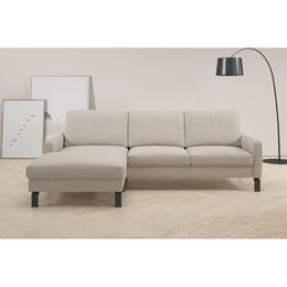 Home Affaire Ecksofa inkl. saugroboterfreundliche H&ouml;he & schmale Armlehnen beige 100% Polyester B/H/T: 244cm x 86cm x 164cm, Easy care, Longchair 