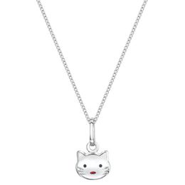 Firetti Damen Kette mit Anh&auml;nger &raquo;Schmuck Geschenk Silber 925 Halsschmuck Halskette Panzerkette Katze&laquo; bunt Silber 925 (Sterlingsilber), L: 38 B: 1mm