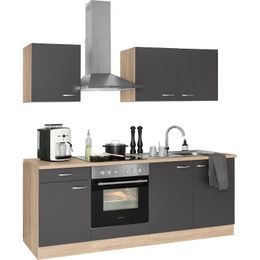 Optifit K&uuml;chenzeile &raquo;Parare&laquo; ohne E-Ger&auml;te, Breite 210 cm grau B/H/T: 210cm x 60cm