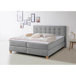 Home Affaire Boxspringbett &raquo;Moulay&laquo; inkl. Topper, in 3 H&auml;rtegraden, TFK auch in H&auml;rtegrad 4 grau Samtstoff, Liegefl&auml;che B/L: 160cm x 200cm Betth&ouml;he: 