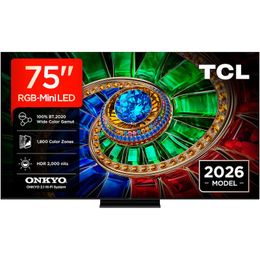 TCL Mini-LED-Fernseher &raquo;75RM7LX1&laquo; 189 cm/75 &prime;&prime; Apple Airplay 2, 2.000 nits HDR, 100 % BT.2020, ONKYO 2.1 Google TV mit Apple AirPlay 2 und Google Cast