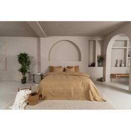 Kayori Bettw&auml;sche &raquo;Kiso&laquo; 2 Stk. aus Tencel gold Lyocell, Obermaterial: 100% Baumwolle B/L: 155cm x 220cm, 1 Stk., 1 Stk., Lyocell, B/L: 80cm x 80cm, 2