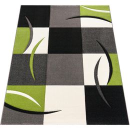 Paco Home Teppich &raquo;Diamond 665&laquo; rechteckig 17 mm H&ouml;he Karo Muster, 3D-Design, auch als L&auml;ufer, Wohnzimmer, Schlafzimmer gr&uuml;n Polypropylen (PP) B : 80cm 1 Stk., 