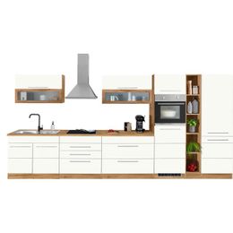 KOCHSTATION K&uuml;chenzeile &raquo;KS-Wien&laquo; Breite 430 cm, wahlweise mit E-Ger&auml;ten und Induktion wei&szlig; B/H/T: 430cm x 60cm, ohne E-Ger&auml;te