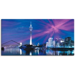 Artland Leinwandbild &raquo;D&uuml;sseldorf Skyline Abstrakte Collage&laquo; Deutschland 1 Stk. tlg. auf Holzrahmen gespannt blau Leinwand B/H/T: 100cm x 50cm, Leinwandbild 