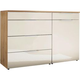 Wiemann Kombikommode &raquo;Como&laquo; vormontiert beige Floatglas, Holzwerkstoff, Metall B/H/T: 120cm x 91,2cm x 43cm, 5 Stk., 1 Stk.