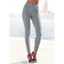 Lascana Damen Lascana Leggings mit eingestricktem farbigem Design gr&uuml;n 36/38, N-Gr