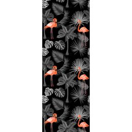 queence Vinyltapete &raquo;Lalita&laquo; Motiv floral gebl&uuml;mt gemustert glatt 90x250cm, selbstklebend, kinderleichte Anbringung,, Sticker schwarz Vinyl B/L: 0,9m 