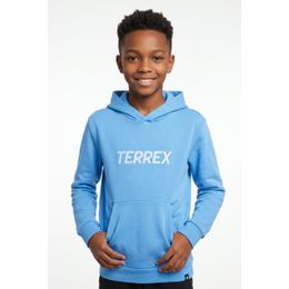 adidas terrex Jungen Kapuzensweatshirt "K MT LOGO HD", blau, Gr. 116, Obermaterial: 70% Baumwolle, 30% Polyester, Sweatshirts