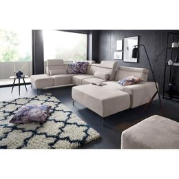 Sit & More sit&more Wohnlandschaft &raquo;Gizeh U-Form&laquo; 15 cm Fu&szlig;h&ouml;he, inklusive Sitztiefenverstellung und Kopfteilverstellung beige B/H/T: 340cm x 230cm, Luxus-
