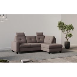 OTTO home Ecksofa &raquo;Varese&laquo; wahlweise mit Schlaffunktion und Bettkasten grau 90% Polyester 10% Polyamid B/H/T: 226cm x 91cm x 170cm, Struktur, Ottomane