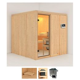 Karibu Sauna &raquo;Rodin&laquo; Set, Ofen 9 KW externe Strg easy beige Saunaofen, externe Steuerung, 9 kW