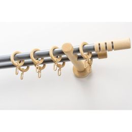 Garesa Gardinenstange &raquo;PEMPIA&laquo; &Oslash; 20 mm 2 l&auml;ufig-l&auml;ufig Wunschma&szlig;l&auml;nge Vorhanggarnitur, verl&auml;ngerbar, Knopf m.Ausschnitten, mit Ringen beige 