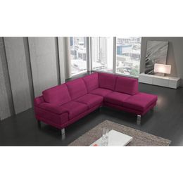 Egoitaliano Ecksofa &raquo;Shakira, Design und Sitzkomfort auf hohem Niveau, tolle Details&laquo; mit Ottomane, L-Form, elegante Metallf&uuml;&szlig;e pink B/H/T: 240cm x 84cm x 212cm, 