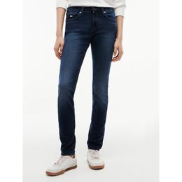 Tommy Jeans Damen Skinny-fit-Jeans &raquo;LW SKN CH12&laquo; mit Logo-Badge, Logstickerei blau 34, L&auml;nge 34