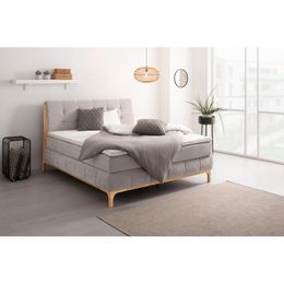 OTTO home Boxspringbett &raquo;Jelle&laquo; 5 Stk. tlg. zertifizierte, recycelte Bezugsstoffe, verschiedene Ausf&uuml;hrungen silber Polyester Struktur (recyceltes 