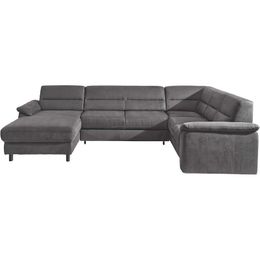 Sit & More sit&more Wohnlandschaft &raquo;Top Ascara U-Form&laquo; inklusive Boxspring/Federkern-Polsterung, wahlweise mit Schlaffunktion grau NaturLeder in Sitz und R&uuml;cken,
