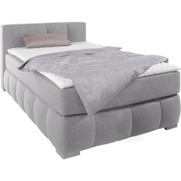 Home Affaire Boxspringbett &raquo;Chelles&laquo; inkl. Topper,, in XXL- &Uuml;berl&auml;nge 220 cm, Unterbox mit feine W&ouml;lbung grau Samtoptik (100% Polyester);Bezug der 