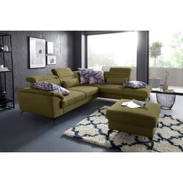 Sit & More sit&more Ecksofa &raquo;Percy L-Form&laquo; 12 cm Fu&szlig;h&ouml;he, Sitztiefenverstellung, wahlweise in 2 Fu&szlig;farben gr&uuml;n B/H/T: 270cm x 235cm, Luxus-Microfaser Paris, 