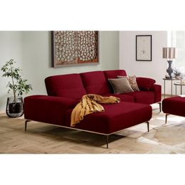 W.Schillig Ecksofa &raquo;run, Designsofa mit tollem Sitzkomfort, bequem, L-Form&laquo; mit Holzsockel, F&uuml;&szlig;e in Bronze pulverbeschichtet, Breite 279 cm rot 