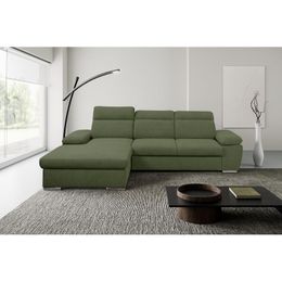WERK2 Ecksofa &raquo;Palma modernes Schlafsofa mit Bettkasten, L-Form, B/T 282/185 cm&laquo; Kopfteile verstellbar, komfortable Wellenunterfederung, L-Form gr&uuml;n 