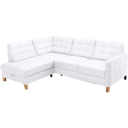 exxpo - sofa fashion Ecksofa &raquo;Elio, kompakt & bequem, zeitloses Design, Breite 228cm, L-Form&laquo; wahlweise mit Bettfunktion und Bettkasten wei&szlig; B/H/T: 