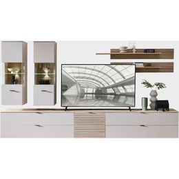 Innostyle Wohnwand &raquo;Ina Wohnwand, 340x185x44 cm (B/H/T)&laquo; 7 Stk. tlg. wei&szlig; ABS-Kunststoff, Glas, Holzwerkstoff, MDF, Metall Einheitsgr&ouml;&szlig;e