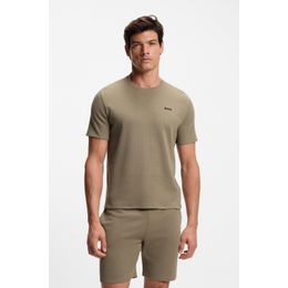 BOSS Herren Pyjamaoberteil "Waffle T-Shirt", Gr. L, beige, Obermaterial: 60% Baumwolle, 40% Polyester, Shirts
