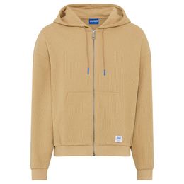 Hugo Herren Hugo Sweatjacke &raquo;Nuwahood&laquo; in Waffelstruktur, Loose Fit beige XL
