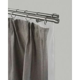 Garesa Gardinenstange &raquo;KAPPE&laquo; &Oslash; 16 mm 2 l&auml;ufig-l&auml;ufig Wunschma&szlig;l&auml;nge Vorhanggarnitur, verl&auml;ngerbar, Kappe, edelstahl optik, mit Ringe silber Aluminium