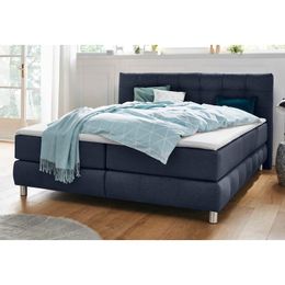 Home Affaire Boxspringbett &raquo;Salo&laquo; incl. Topper, 6 Breiten, 2 H&auml;rtegrade, TFK auch in H&auml;rtegrad 4 blau Struktur (100% Polyester);Bezug der 