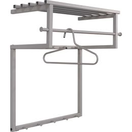 SPINDER DESIGN Garderobenleiste &raquo;RIZZOLI&laquo; Familiengarderobe aus Stahl mit 10 Haken, Hutablage und Kleiderstange grau Stahl B/H/T: 76cm x 76cm x 34cm