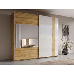 OTTO home Kleiderschrank &raquo;Fabellaa mit Spiegel, 8 Einlegeb&ouml;den und 2 Kleiderstange&laquo; Garderobe mit 2 Schwebet&uuml;ren und Spiegel, BxHxT 200x218x66,5 cm 