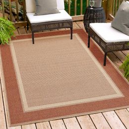 ANDIAMO Teppich &raquo;ARIZONA 2&laquo; rechteckig 5 mm H&ouml;he Flachgewebe, mit Bord&uuml;re, In- und Outdoor geeignet, wetterfest braun Kunstfaser B : 67cm 1 Stk., 5mm, L: 