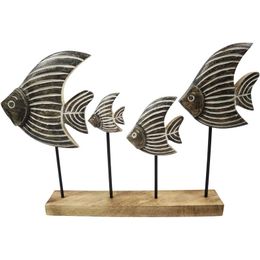 AM Design Dekofigur &raquo;Fischschwarm aus Mangoholz und Metall&laquo; handgefertigte Osterdekoration braun Holzwerkstoff, Metall B/H/T: 8cm x 45cm x 45cm
