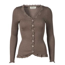 rosemunde Damen Strickjacke "Babette Silk Cardigan mit Seide", braun, Gr. S, Feinripp, Obermaterial: 70% Seide, 30% Baumwolle, Strickjacken,