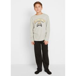 bonprix Kinder bonprix Pyjama Set, 2 mit gro&szlig;em Frontmotiv grau 128/134
