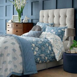 Laura Ashley Wendebettw&auml;sche &raquo;Parterre, aus Baumwoll-Satin&laquo; 3 tlg. mit floralem Muster, inkl 2 Kissenbez&uuml;ge blau Satin, Obermaterial: 100% Baumwolle B