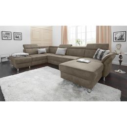 Sit & More sit&more Wohnlandschaft &raquo;Avignon U-Form&laquo; optional Schlaffunktion & Stauraum, inklusive Kopfteilverstellung grau Flachgewebe (90% Polyester, 10% 