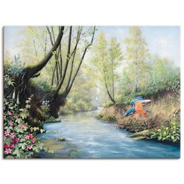 Artland Leinwandbild &raquo;Eisvogel III&laquo; Gew&auml;sser 1 Stk. tlg. auf Holzrahmen gespannt gr&uuml;n Leinwand B/H/T: 120cm x 90cm, Leinwandbild Gew&auml;sser Querformat, 1 Stk.